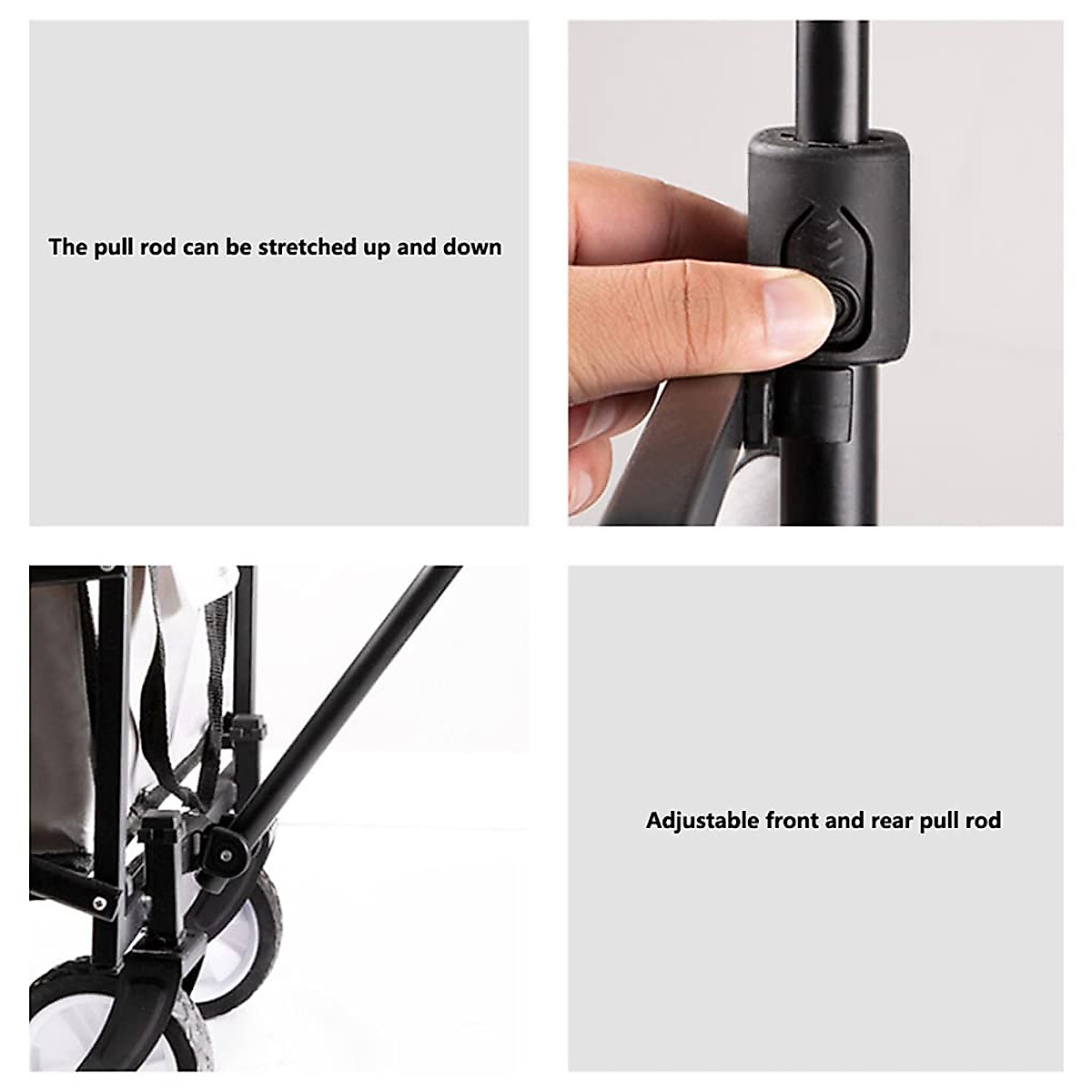 Suuim Collapsible Folding Wagon, Heavy Duty Collapsible Folding Wagon Utility Outdoor Camping Garden Cart with Adjustable Handle,600D Wear-Resistant Oxford