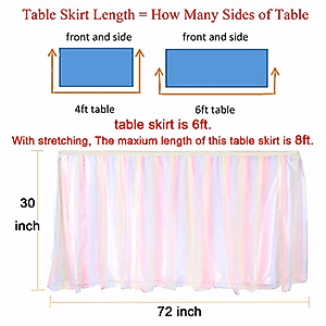 MORPHO HELENA 6ft Pastel Tulle Table Skirt for Rectangle or Round Tables Pink Tutu Table Skirts Tablecloth for Princess Baby Shower Girl Birthday Party Cake Dessert Table Decorations