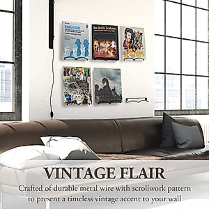 MyGift Wall Mounted Retro Style Matte Black Metal Wire Holder for Vinyl Records Showcase, Floating Album Cover Art, Hanging LP Record Display Rack, Set of 6