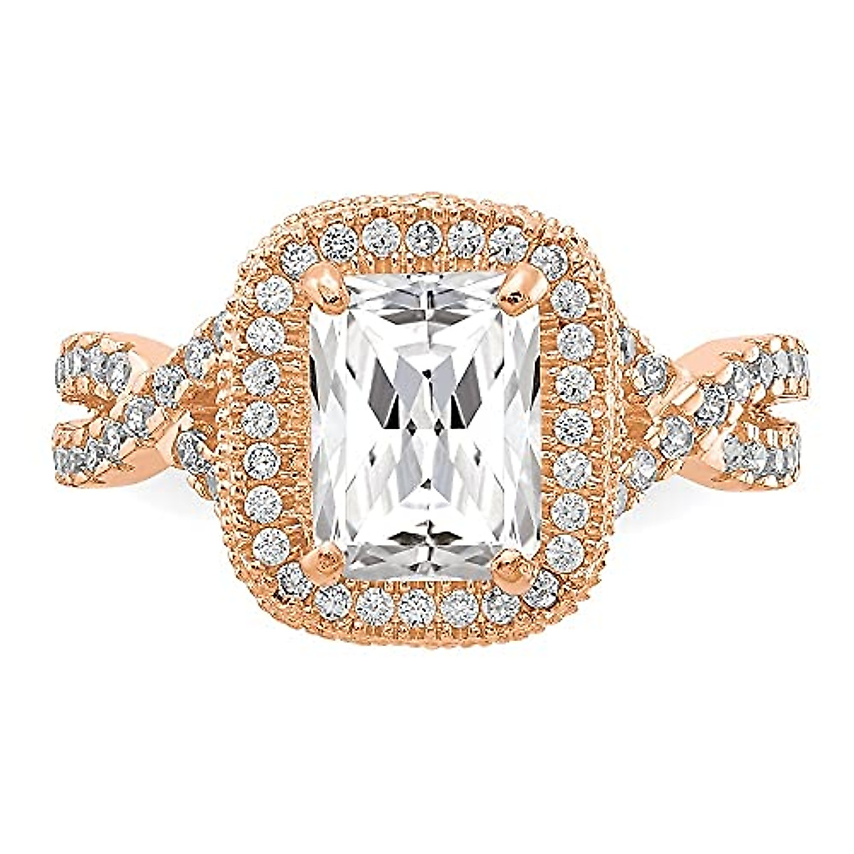 Diamond2Deal 10k Rose Gold Cubic Zirconia Wedding Ring Size 7