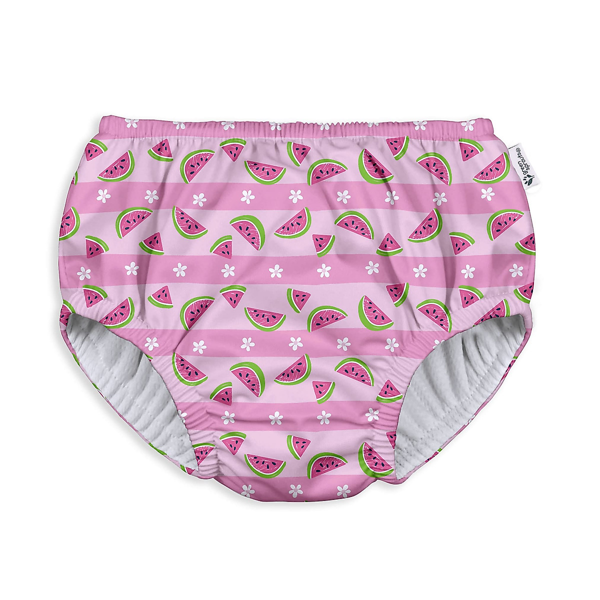 green sprouts Pull-up Reusable Absorbent Swimsuit Diaper-Light Pink Watermelon Stripe-3T