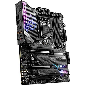 MSI MPG Z590 Gaming Carbon WiFi Gaming Motherboard (ATX, 11th/10th Gen Intel Core, LGA 1200 Socket, DDR4, PCIe 4, CFX, M.2 Slots, USB 3.2 Gen 2, Wi-Fi 6E, DP/HDMI, Mystic Light RGB)