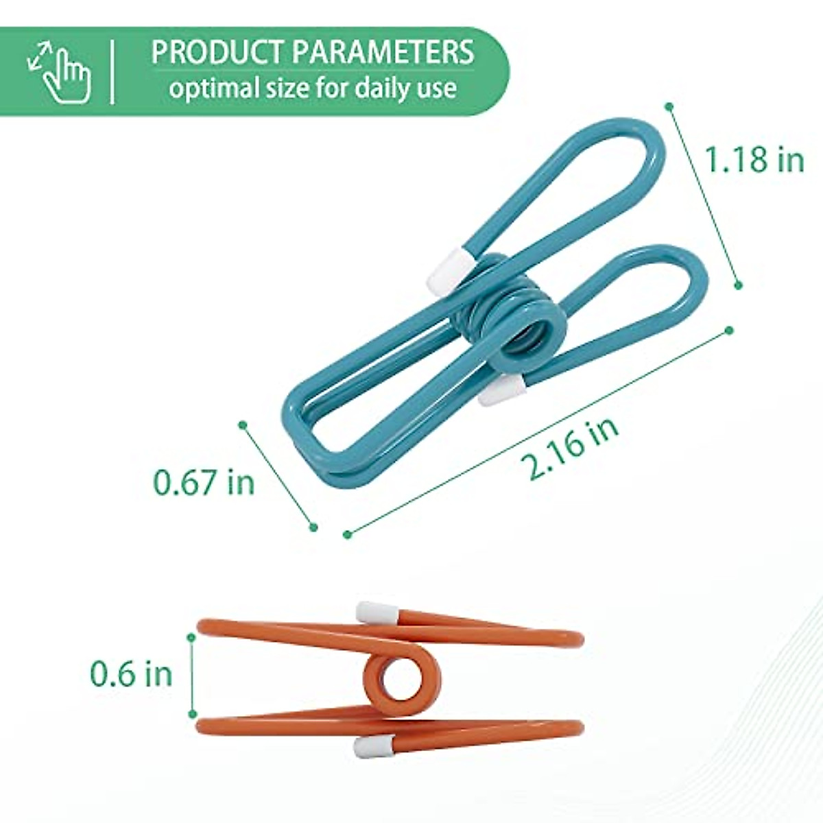 Chip Clips, 30 Pack Clothes Pins, Bag Clips, Food Clips, Paper Clips, Bag Clips for Food, Kitchen Clips, 2 Inch Clothespins for Photo and Crafts, Metal Clips for Indoor and Outdoor Uses