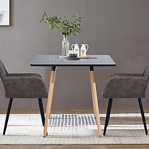 31.5 Inch Square Dining Table for 2-4 People, Modern Functional Table with Wooden Legs for Home Office Kitchen Dining Room Patio Small Spaces, Black