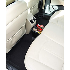 HAUSSIMPLE Car Trash Can Waterproof Plastic Garbage Bin Litter Waste Basket Auto Interior Organizer 1.4 Gallon with No Tip Stability Flap Pack of 2 (Black)