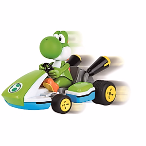 Carrera RC 370162108X Official Licensed Mario Kart Yoshi Race Kart 1:16 Scale 2.4 GHz Splash Proof Remote Control Car Vehicle with Sound and Body Tilting Action - Kid Toys