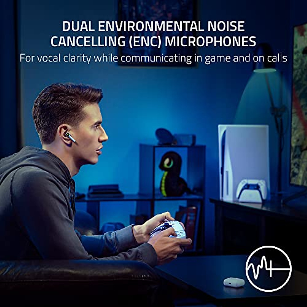 Razer Hammerhead HyperSpeed Wireless Multi-Platform Gaming Earbuds for Playstation 5 / PS5, PC, Mobile: ANC - Noise Cancelling Mic - Bluetooth 5.2 - RGB Chroma - 30 Hr Battery