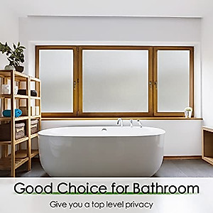 Homein Privacy Window Film, Frosted Glass Window Film for Bathroom, Non-Adhesive Static Cling Window Film Sun Blocking Reusable Decorative Door Covering for Home Office, 17.5" x 78.7"