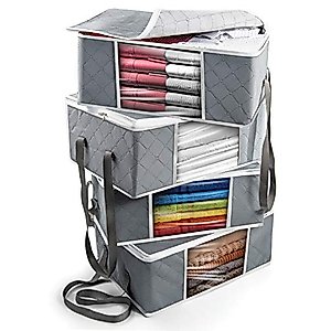 Clothes Storage Bag Large, clothing storage, blanket storage, clothes storage bags, Breathable and Moisture Proof, Clothes Storage Containers, Collapsible Storage Bins, Reinforced Handles - 4 Pack