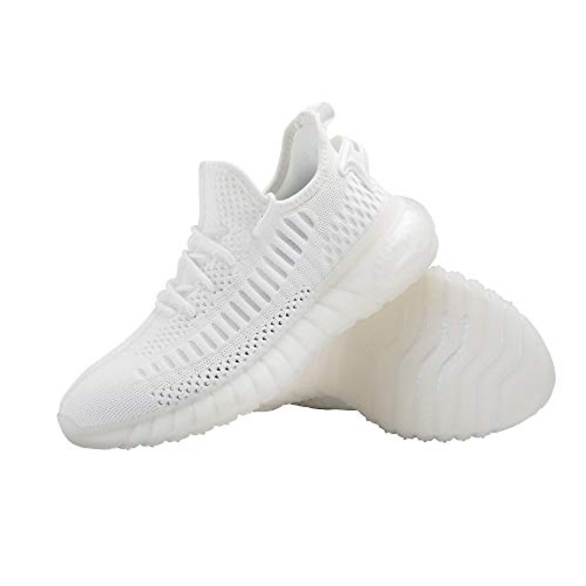 CUYIOM Men's Athletic Walking Shoes Outdoor Running Shoes Slip on Fashion Sneaker White 10