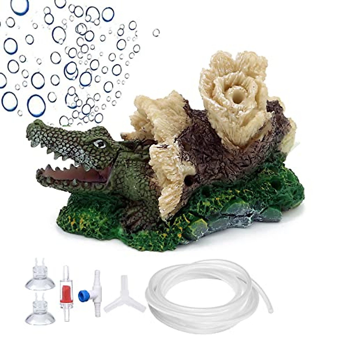 ALEGI Aquarium Air Bubbler Decorations,Air Bubbler Decor Ornament for Fish Tank (Alligator)