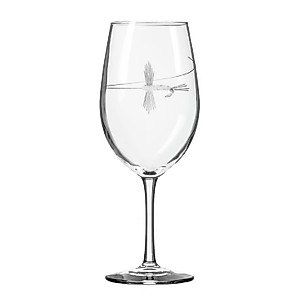 Rolf Glass | Fly Fishing All Purpose Wine Glass 18 Ounce | Set of 4 | Large Wine Glasses | Lead-Free Crystal Glass | Engraved All Purpose Wine Glasses | Made in the US | Outdoor Lifestyle