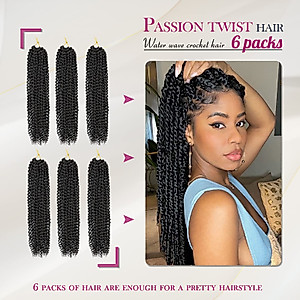 Dansama Passion Twist Hair Water Wave Crochet Hair for Black Women, Long Bohemian Braiding Hair for Boho Locs, Faux Locs, Butterfly Style Crochet Braids Hair Extensions (18inch, 1B, Economy Pack)
