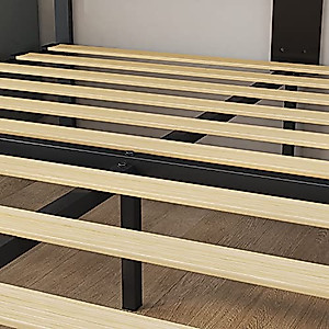 Allewie Upholstered Queen Size Platform Bed Frame with 4 Storage Drawers and Headboard, Square Stitched Button Tufted Mattress Foundation with Wooden Slats Support, No Box Spring Needed, Grey