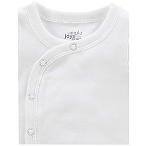 Simple Joys by Carter's Unisex Babies' Side-Snap Short-Sleeve Shirt, Pack of 6, White, 0-3 Months