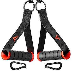 allbingo Solid Gym Handles for Cable Machine Resistance Bands, Ultra Heavy Duty Comfortable Sturdy Exercise Handle Grips Attachment with Large Clips for Pulley LAT Pulldown System (Red)