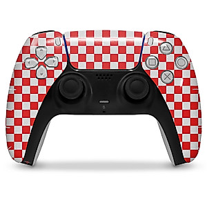 WraptorSkinz Skin Wrap compatible with Sony PS5 DualSense Controller Checkered Canvas Red and White (CONTROLLER NOT INCLUDED)
