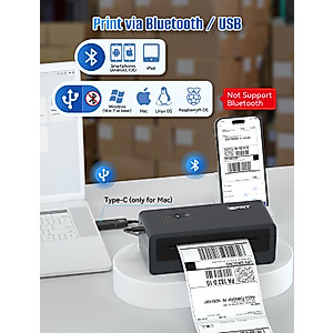 iDPRT Bluetooth Thermal Label Printer for Phone via APP, 4X6 Shipping Label Printer for Small Business and Shipping Package, Support USB for Windows, Mac, Used for Amazon, Shopify, Ebay, UPS, USPS