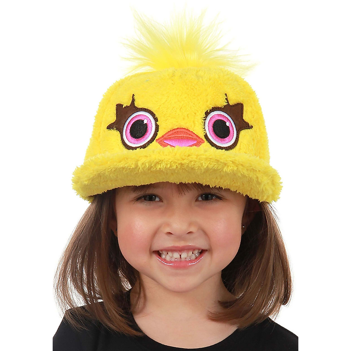 elope Disney Ducky Toy Story Fuzzy Cap - Faux Fur with Embroidered Features - One Size Fits Most - Yellow