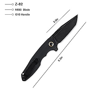 Kizer Z-28 Hawaiian Pocket Knife with Clip, Black G10 Handle Folding Knife with N690 Blade for Outdoor, Camping, EDC -V4568N1