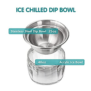 INNOVATIVE LIFE Ice Chilled Dip Bowl 2Pack, 25oz Stainless Steel Serving Bowl with Acrylic Base, Iced Salad Bowl for Fruit, Sauces, Dressing