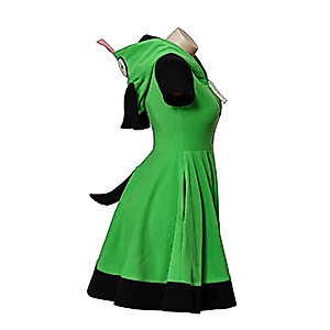 Gir Cosplay Anime Hoodie Kigurumi Dress Costume with Ears for Women Adult (XXL, Green)