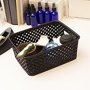 BINO | Plastic Basket, Small - Black - 5 Pack | THE PLAIT COLLECTION | Multi-Use Storage Bins | Durable, Drawer & Cabinet-Friendly | Storage Baskets for Organizing | Pantry & Closet Organizer
