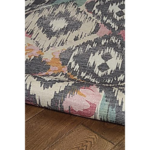 Linon The Anywhere Indoor Outdoor Washable Kauai Ivory & Charcoal 7' X 9' Area Rug