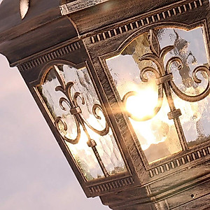 Waterproof E27 Electric Column Landscape Light European Waterproof Outdoor Stigma Lamps 110V 220V Modern Decoration IP65 Rainproof Anti-Rust Pillar Lamp Pole Lights for Garden Fence Park Courtyard