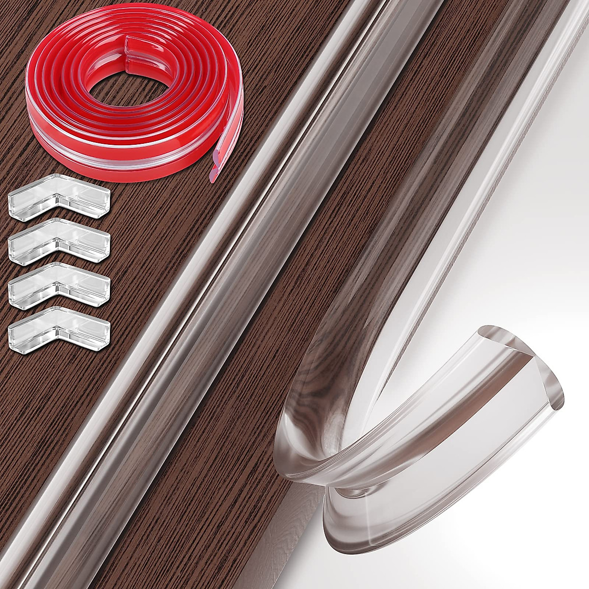 Baby Proofing, 20ft(6M) Edge Protector Strip Clear, Soft Corner Protectors for Kids Safety with Upgraded Pre-Taped Strong Adhesive for Table, Cabinet, Drawer (4 Corners)