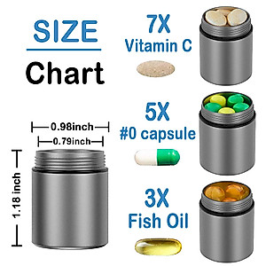 Large Keychain Pill Holder, EFFIET 3 Compartments Metal Pill Fob Case, Travel Medicine Container for Emergency Pills/Vitamin/Fish Oils/Capsule, Waterproof for Travel, Hiking, Camping (Matt Finished)