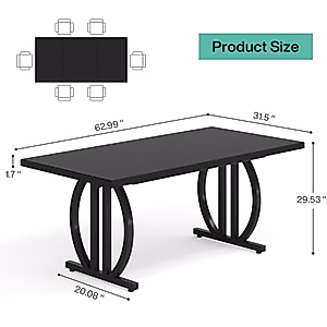 LITTLE TREE Modern Dining Table for 4-6 People, 63" Large Rectangular Kitchen Table with Geometric Legs, Unique Dinner Table Kitchen & Dining Room Furniture