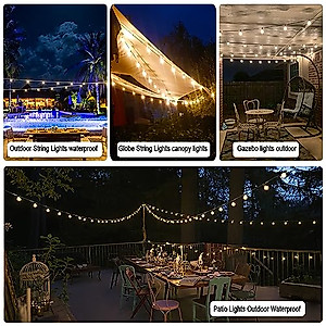 Skeerei Outdoor String Lights Waterproof Patio Lights 200FT with 100+4 Shatterproof G40 LED Edison Lights,Outdoor Hanging Lights for Party Backyard Gazebo Pegola Cafe, 2Pack x 100ft