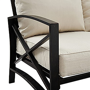 Crosley Furniture KO60027BZ-OL Kaplan Outdoor Metal Sofa, Oiled Bronze with Oatmeal Cushions