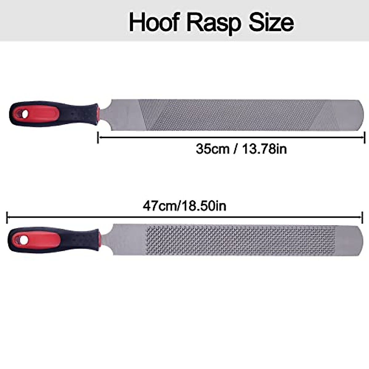 wevsuipo Horseshoe File, 18 Inches Black Farrier Hoof Rasp Tool with Handle, Suitable for Repair Horse Hooves, Goat Hooves, Cow Hooves and Wood Working