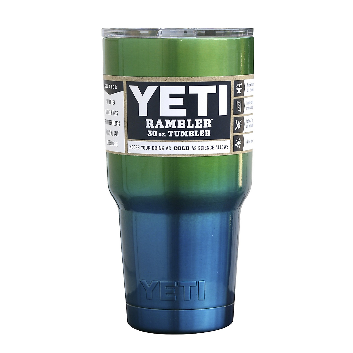 Yeti Rambler 30 Oz, Stainless Steel, Powder-coated, Custom Colors (Caribbean Blue/Candy Green Apple)