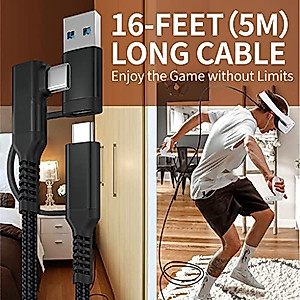 2 in 1 Fast Charging USB C Cable 10 FT 16 FT for Oculus Quest VR Gaming Headset Power Supply Cable PC Data Transfer type c charging cable fast charging 10ft 16ft for Oculus Quest VR Gaming Headset