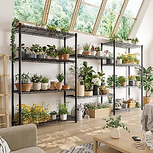 REIBII 71" W Storage Shelves,Wire Shelving Units Metal Shelves for Storage, 5 Tier Adjustable Garage Shelving Heavy Duty Storage Rack Pantry Shelf Kitchen Shelving 2PC,71''H X35.4''W X13.7''D