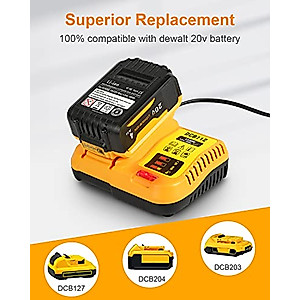 Replacement for Dewalt 20V Battery Charger DCB112, Compatible with Dewalt 12V 20V Max Lithium Battery DCB201 DCB204 DCB205 DCB206 DCB120 DCB127 DCB112 DCB115 DCB118 DCB107 DCB105 DCB102