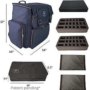 FOXBITE DND Bag - Ultimate Dungeons and Dragons Backpack for Board Game Travel | RPG Dice, Miniature Painting, Tabletop Storage | Dungeon Master Gear, Map Pocket & Foam Tray Organizer