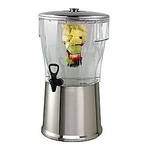 Service Ideas CBDRT5SS Beverage Dispenser, Round, 5 Gallon, Stainless Steel w/Infuser Tube, Silver