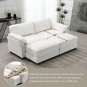 Merax 81" Modular Sectional Couches for Living Room, L Shape Pull Out Convertible Sleeper Sofa Bed with Ottoman in Apartment, Office, Dorm, White