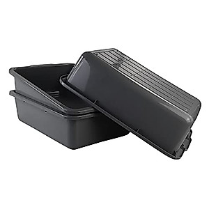 Doryh 3-Pack Large Commercial Bus Tub, 32 L Utility Bus Box, Grey