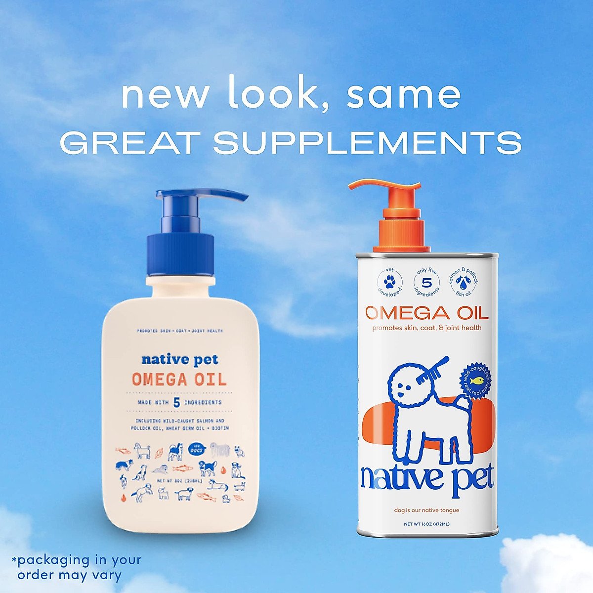 Native Pet Omega 3 Fish Oil Supplements with Omega 3 EPA DHA for Dogs Liquid Pump is Easy to Serve, Supports Itchy Skin + Mobility - a Fish Oil Dogs Love! (16 oz)