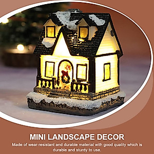 NUOBESTY Christmas Village Houses Set, 2PCS Luminous Christmas Scene Village Resin Christmas House Light up Christmas Decoration Tabletop Ornaments