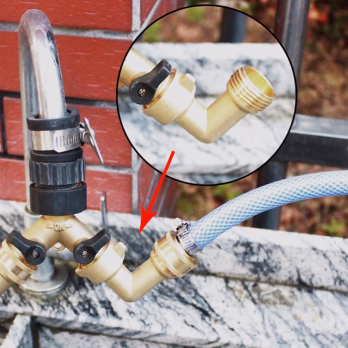 Joywayus 3/4" GHT Garden Hose 90-Degree Elbow Brass Connector with Washers for RV Water Hookups and Residential Outdoor Faucets (Pack of 2)