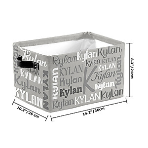 Text Gray Fabric Storage Basket for Organizing Closet Shelf Nursery Toy Decorative Closet Organizers with Handles Cubes