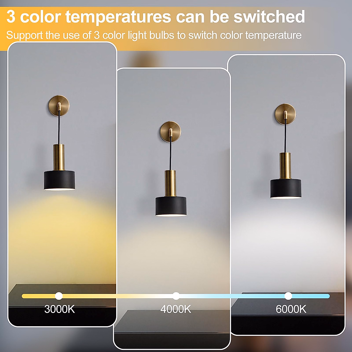 CATA-MEDICA Black Indoor Wall Sconces Set of 2, Modern Adjustable Height Bedside Wall Lamp, Wall Mounted Lamp, E26 Brass Wall Lights Fixtures for Bedroom Living Room Hallway Corridor Stairs