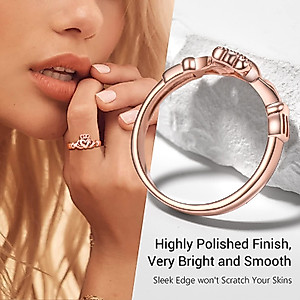 PROSILVER Womens Crown Heart Promise Ring Wedding Band 925 Silver Claggagh Ring Brides