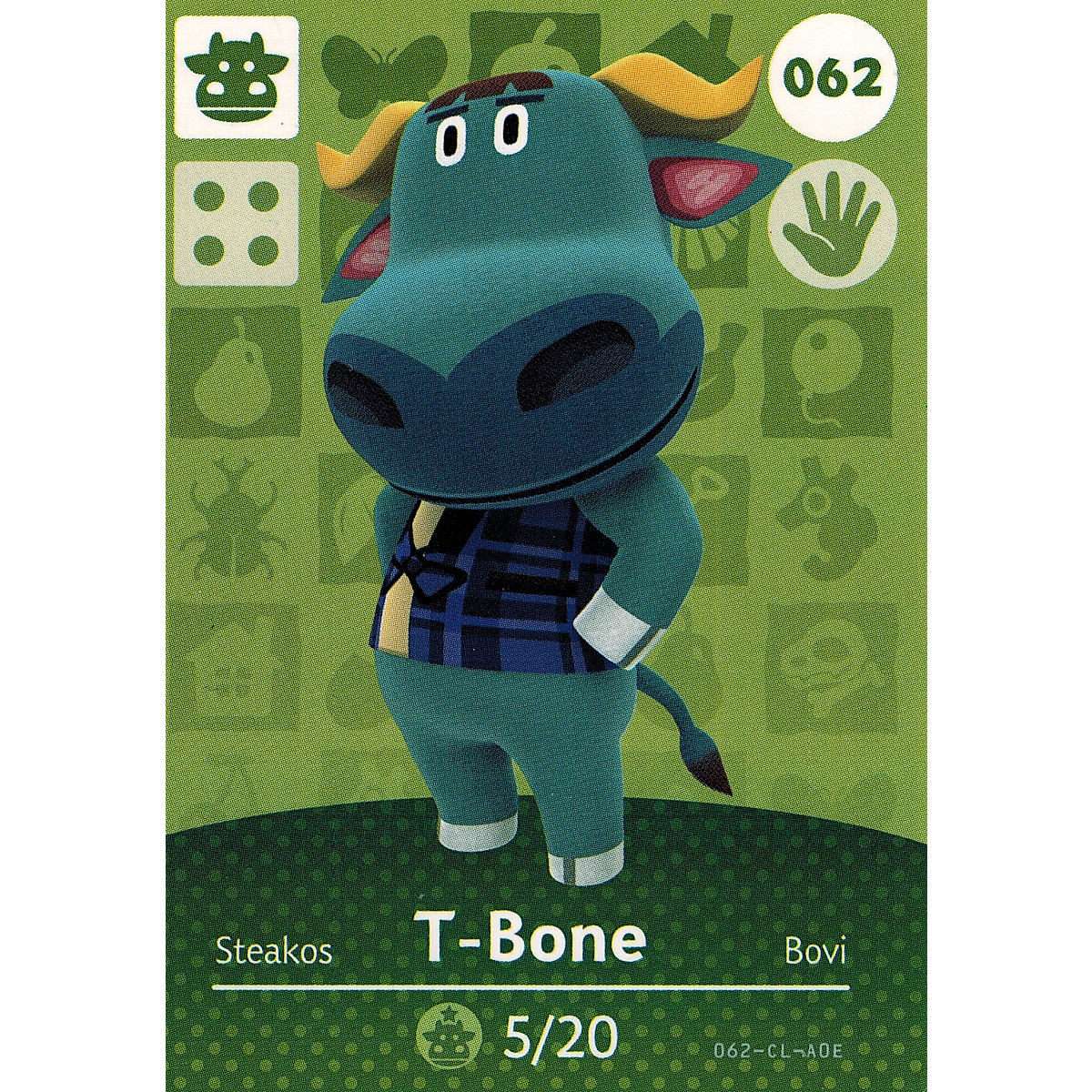 Animal Crossing Happy Home Designer Amiibo Card T-Bone 062/100